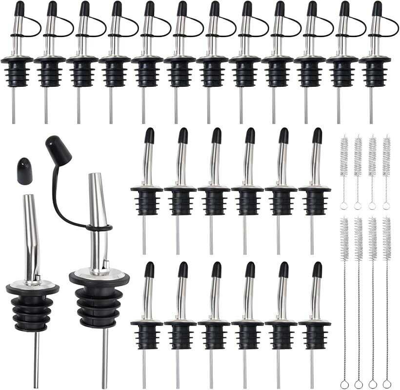 「セット内容」ゴム蓋付きワインポウラー12個、付属のゴム蓋付きワインポウラー12個、10cmクリーニングブラシ4本、20cmクリーニングブラシ4本。毎日の使用と交換のニーズを満たすのに十分な量です。「材質」食品グレード304ステンレス鋼とゴ...