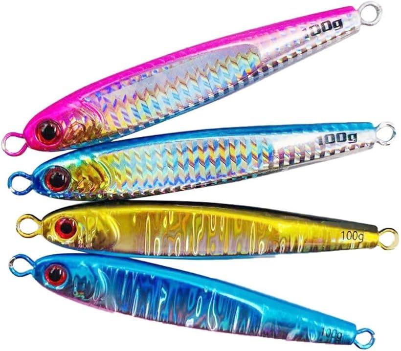 「驚きの性能を誇る高比重メタルジグ」鉛素材を使用した100gのメタルジグがピンク、ブルーピンク、ゴールド、ブルーの4個セットですので状況に応じて交換できます。「プロが認めるルアーアクション」リトリーブ時は高精度なスイミングアクションで魚を誘...