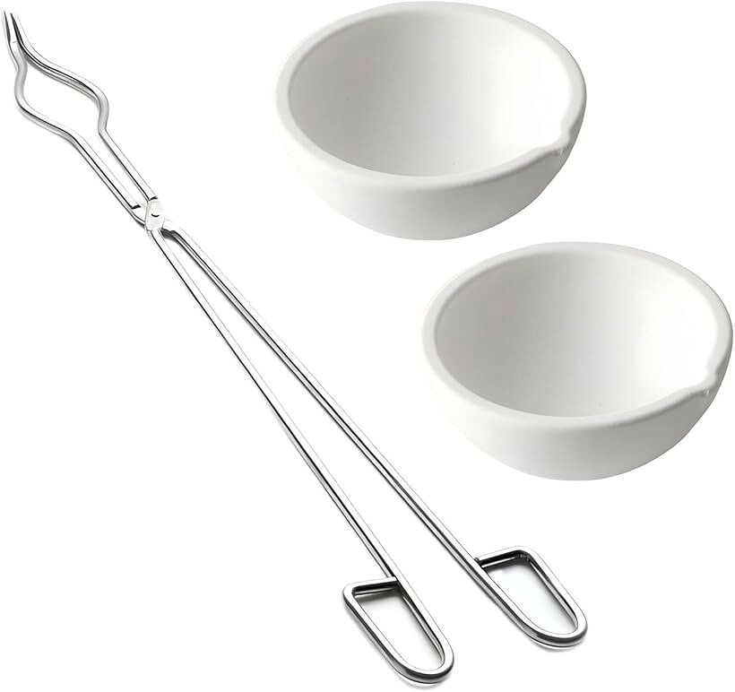 バリエーションコード : 2brg69huuh商品コード2brg8q8t0w商品名るつぼセット 石英るつぼ 耐熱セラミック皿 2個 るつぼはさみ 金属溶解 鋳造 実験キット 彫金道具ブランドRENASYSカラーるつぼ2個（直径7cm）+はさ...