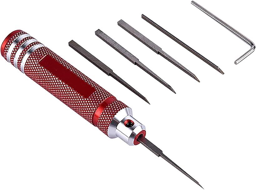 スジ彫りしたけど太さがマチマチで、仕上がりがいまいち。。。そんな悩みを解決してくれる、刃先を交換可能なタガネスジボリツールです。スケールモデル・ガンプラ、フィギュア等など模型製作のディテールアップに欠かせない、シャープで美しいラインが彫れる...