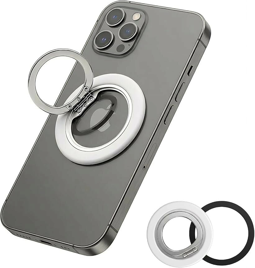 「超強力マグネット」強力なマグネットは約1000gの引っ張り力に耐え、MagSafe対応iPhoneにしっかりと固定します。マグネット付きスマホリングを使用すると、スマホを片手で持つときの安定性が格段に向上します。大きな画面でも指をリングに...