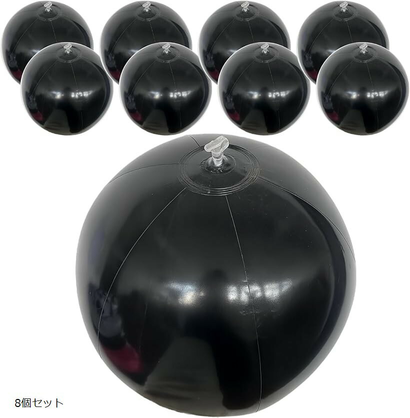 「ブラックのビーチボール」 シンプルな見た目が特徴の、ブラックビーチボールです。空気注入式で使いやすく、夏のレジャーや屋外遊びにぴったり。ブラックカラーの落ち着いたデザインだから、大人も使いやすい雰囲気です。カラフルなビーチボールとは一味違...