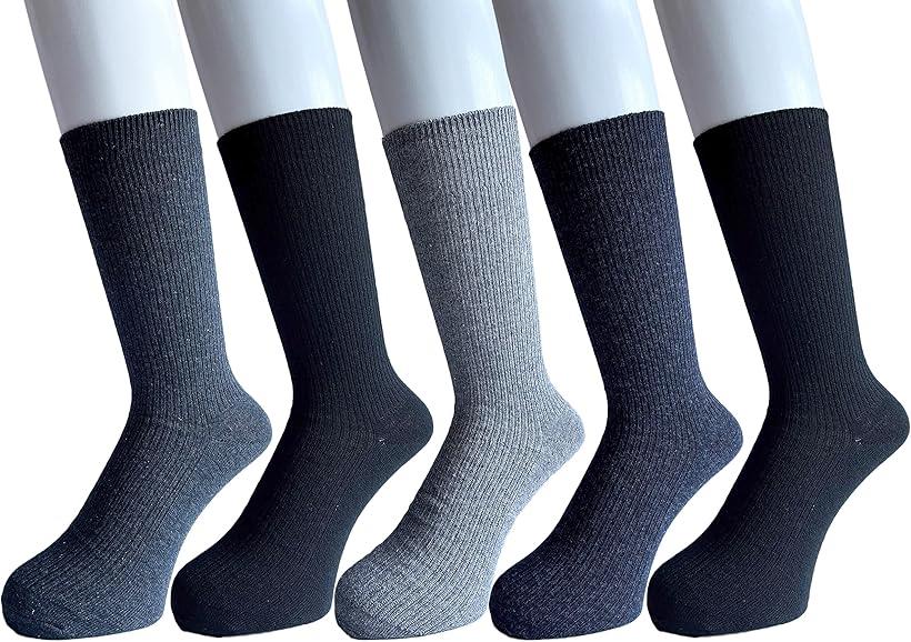 「サイズ」25-27cm「素材」アクリル・ポリエステル・毛・ポリウレタン、あったか毛混素材で、保温性も抜群。足元を包み込んでしっかり温める。「カラー」ブラック、チャコール、紺色など 5足組（カラーをお任せください、使いやすいダークカラーです...