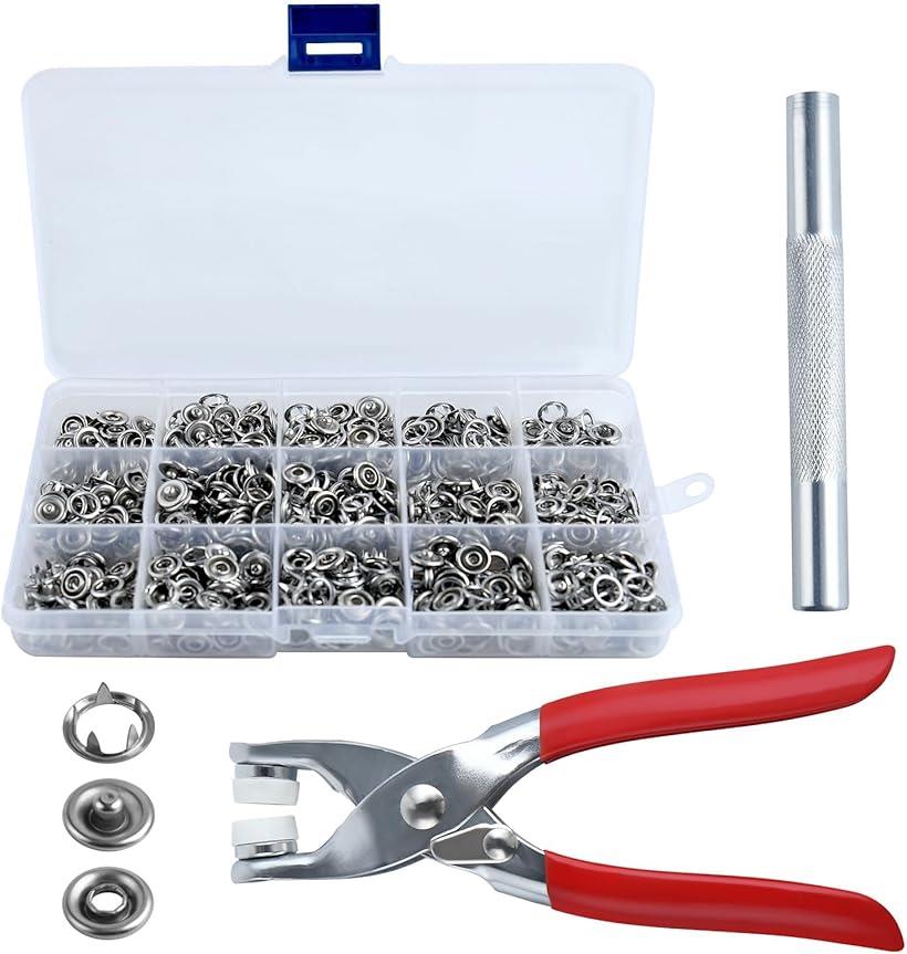 パッケージが含まれています： パッケージはスナップボタンの200セット（200個メスソケット、200個オススタッド、400個スパイクリング）、1個ファスナプライヤー、10ミリメートルパンチの1個、1収納ボックスが含まれています材料： スナッ...