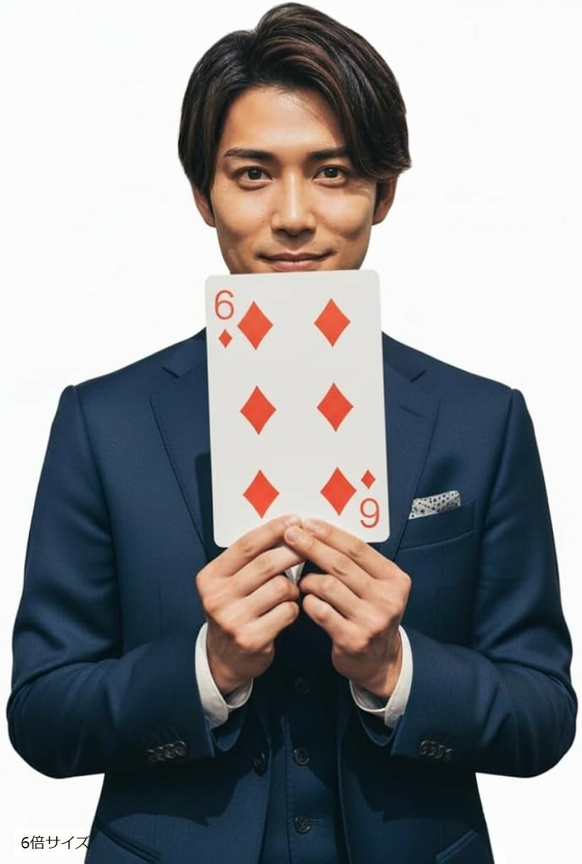 「キングサイズ」テーブルに出した瞬間から「わあ。」と引き寄せるインパクト。巨大化したトランプで離れた席からでも数字とスートが読み取りやすく、マジックショーにはぴったりの規格です。「見やすい表示」大きな数字と図柄で視認性が高く、施設やイベント...