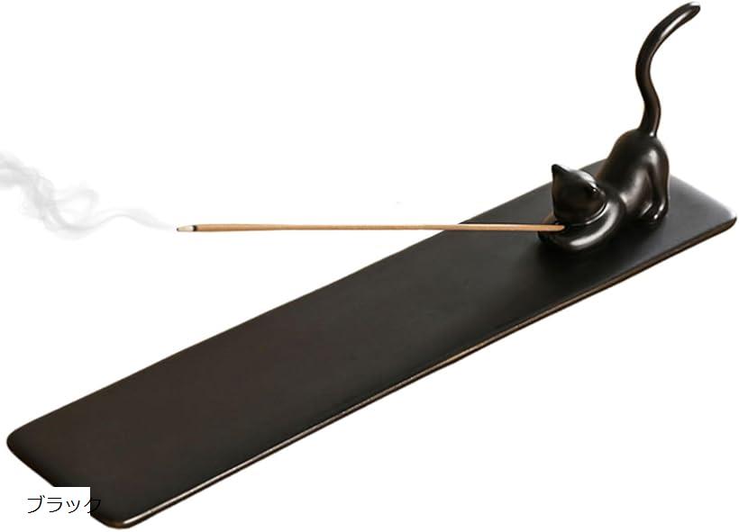 「モダン＆キュートな猫デザイン」シンプルながらも愛らしい猫のフォルムが特徴のお香立て（インセンスホルダー）。インテリアに溶け込むデザインで、そっとお部屋に癒しを運びます。ねこ好きにもたまらないアイテムです。「上質な陶器製で重厚感」耐久性に優...