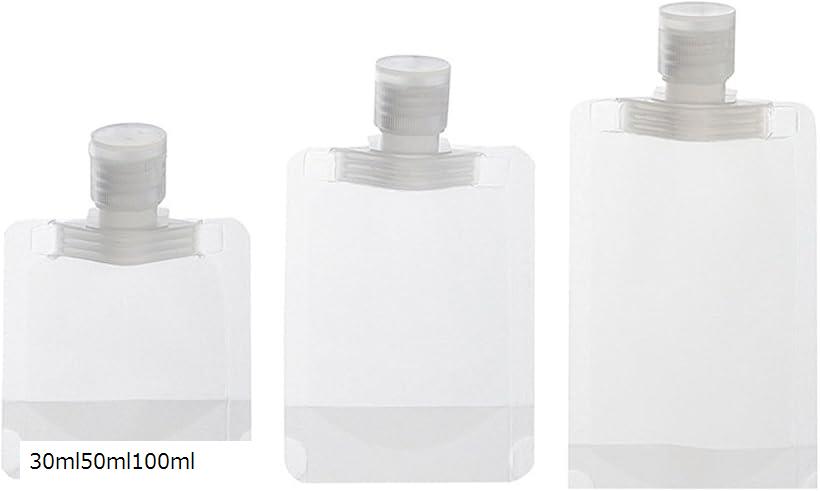 「旅行や出張に。便利なパウチタイプトラベルボトルセット」 スキンケアや日用品の小分けに便利な、軽量＆省スペースなパウチ式詰め替え容器セットです。「旅行前の詰め替えに最適」 シャンプー・化粧水・クレンジングなどの小分けにぴったり。スリムな半透...