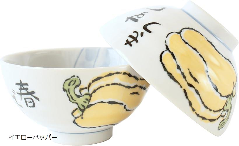 仕様 – 高さ:6.0cm、直径:11.0cm、容量:280ml、素材:セラミック、原産国:日本漢字のかわいい野菜デザイン – かわいい野菜柄(赤かぶ、たまご、黄ピーマン、カボチャ)に、日本語の文字(漢字＆ひらがな)がプリントされています。...