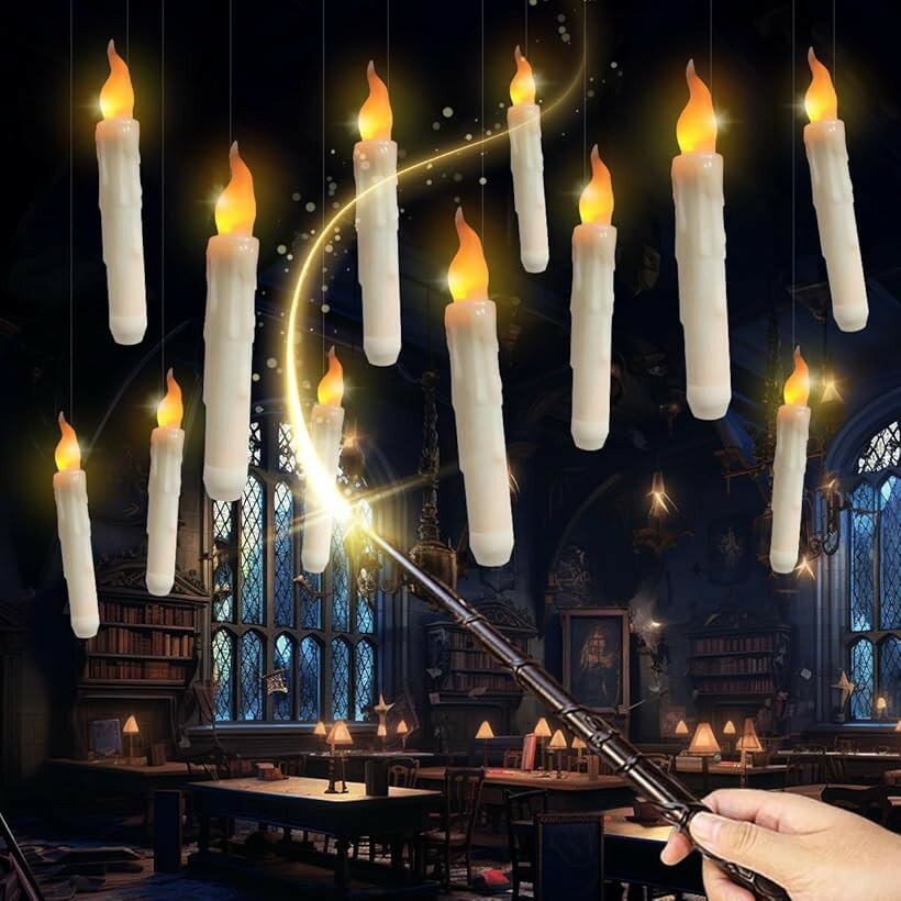 「浮かぶキャンドルで幻想的な空間を演出」 透明な糸で天井から吊るすだけで、まるでキャンドルが宙に浮いているような幻想的な光景を再現。優しく揺らめく炎の光が、非日常の雰囲気を生み出します。火を使わないLEDライトなので、小さなお子様やペットの...