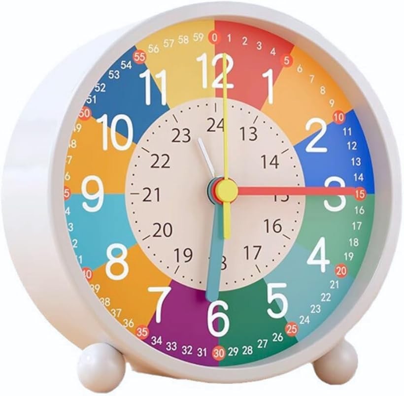 商品コード2b9dgruw1y商品名目覚まし時計 子供 置き時計 知育 アナログ 小型 学習 カラフル 大音量 可愛い ライト付きブランドI'm so happyカラーホワイトサイズ等11.5cmx12cm「可愛く学べる目覚まし時計」細かく...