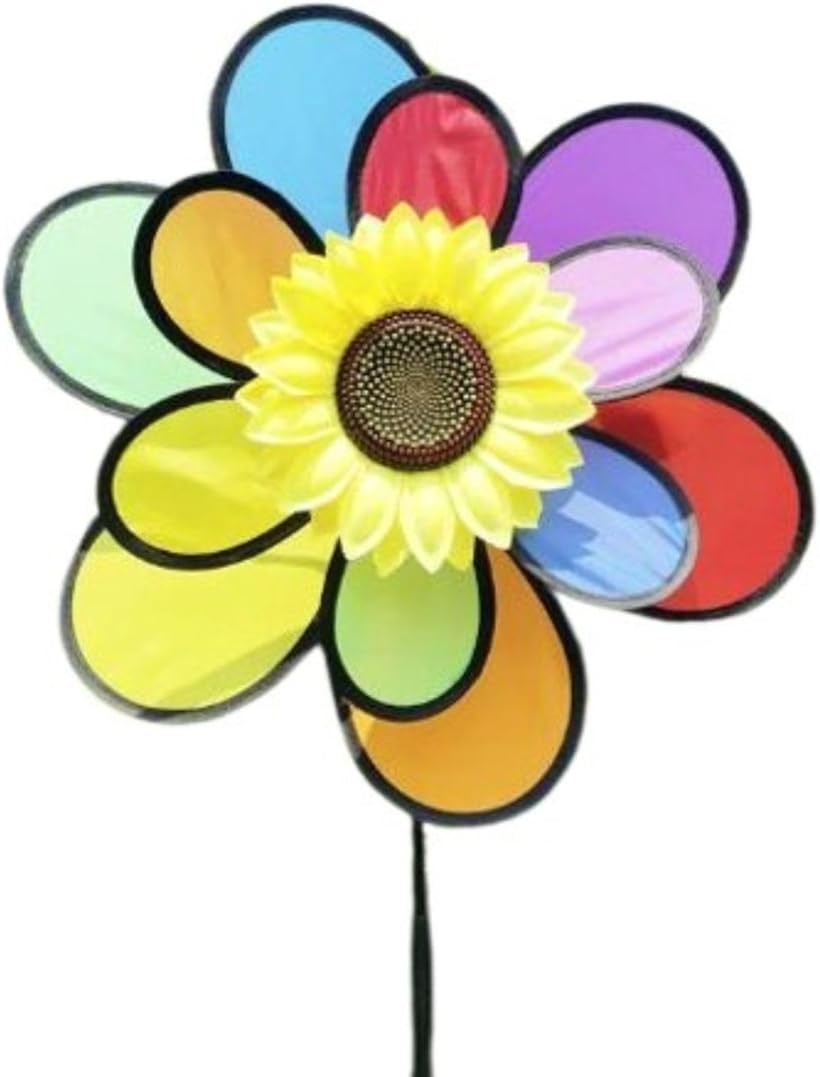 大きな 風車 ひまわり 装飾 ウィンドスピナー ガーデン インテリア かざぐるま「ひまわり型」中央部に ひまわり を配した 風車です「インテリア」大き目の羽がクルクルと廻り 人目を惹きます / インテリアにいかがでしょう「組み立て式」羽根2...