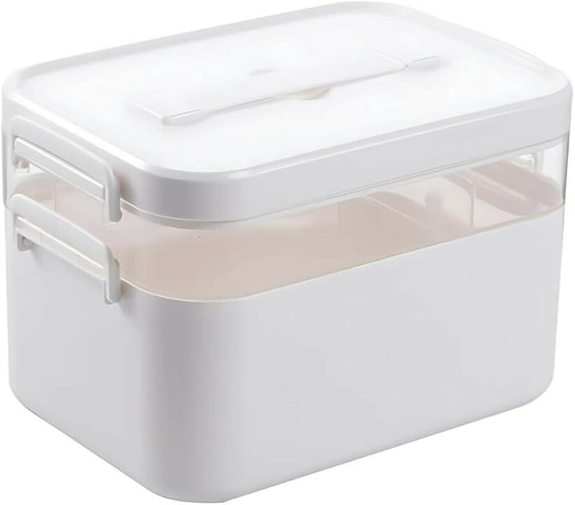 「お薬をキレイに整頓、使いやすい」二段構造と内部仕切りでお薬の収納・整理に便利なデザインを採用。お薬はもちろん、絆創膏から体温計まで種類ごとにすっきり整理。中が見やすく必要なものがすぐ取り出せる。「持ち運びできる大型サイズ」持ち運びに便利な...