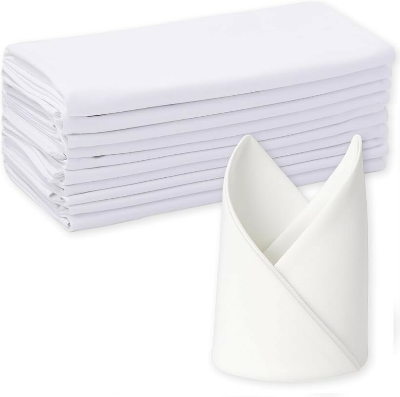 「サイズ」約50cm x 約50cm ＊縫製の都合上多少の誤差がございます。「材質」綿 「色」白 「セット内容」10枚組ホテルやレストラン等で使われる業務用本格仕様のナフキン10枚セットです。ソムリエがワインを提供する際のトーションとしても...
