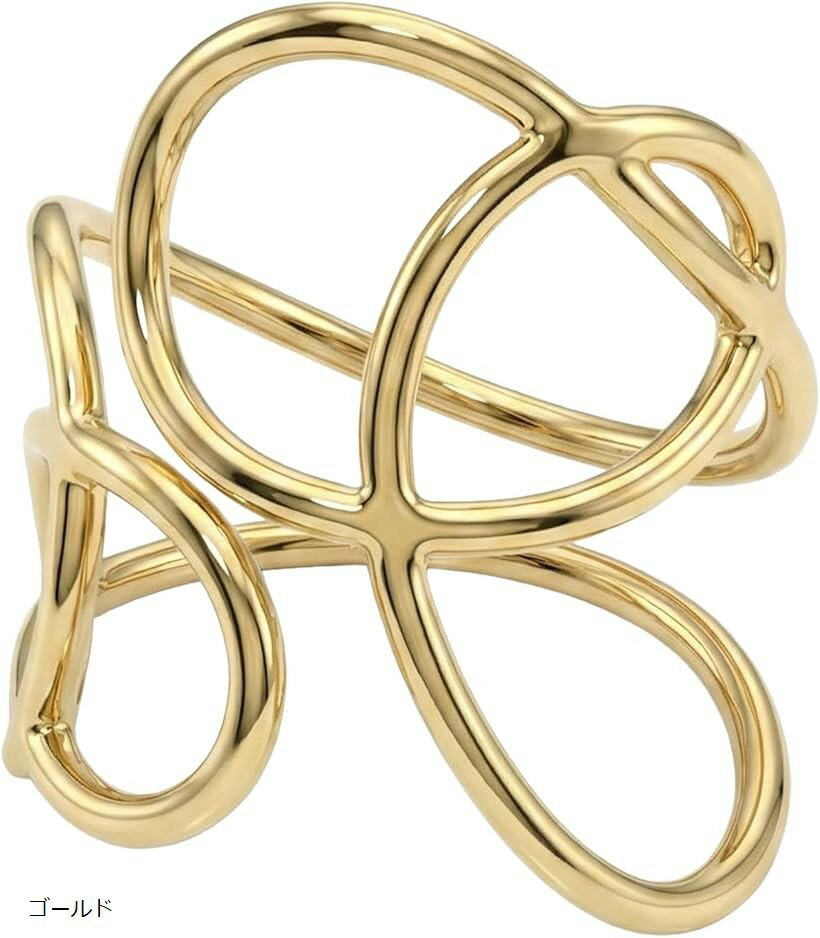 上品な輝きの中に大人の余裕を感じさせるアクセントを手元にもたらすステンレス製のループラインリング。流れるような曲線と大胆な透かし模様が、指先に立体的なアクセントを生み出します。ボリューム感のあるシルエットでありながら、空間を活かしたデザイン...