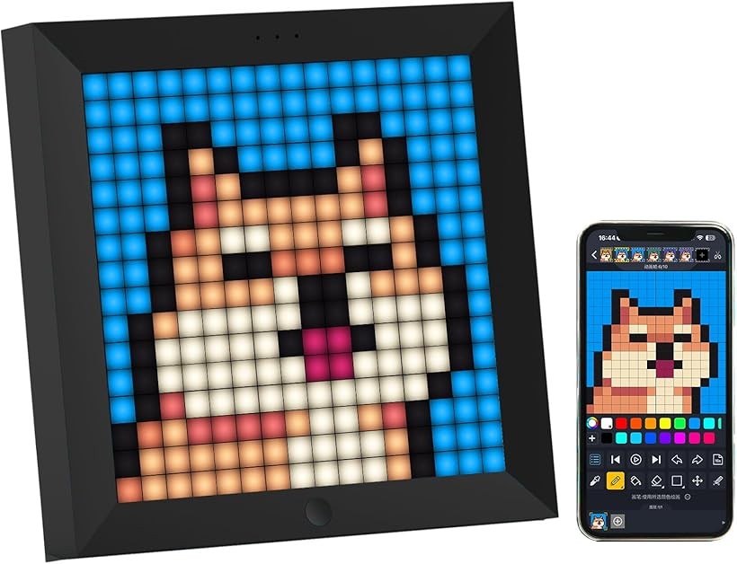 「PIXOOについて」Divoom Pixoo は、16x16 RGB LED（256ドット）パネル を搭載したBluetooth接続のピクセルアートディスプレイです。専用の Divoom アプリを使い、オリジナルのピクセルアートやアニメー...