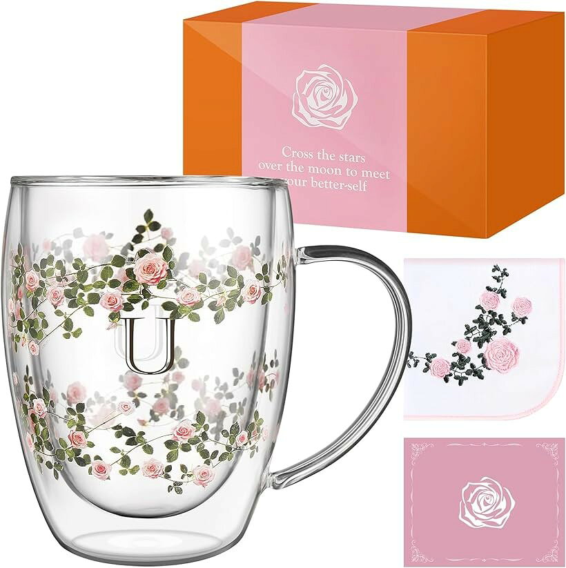 バリエーションコード : 2b9ojiy68k商品コード2b9ojr8th2商品名コーヒカップ 誕生日プレゼント女性 ダブルウォールグラスエデンローズ名入れ イニシャル入り 保温保冷 取っ手付き おしゃれ花柄 ハンドタオル付き メッセージカ...