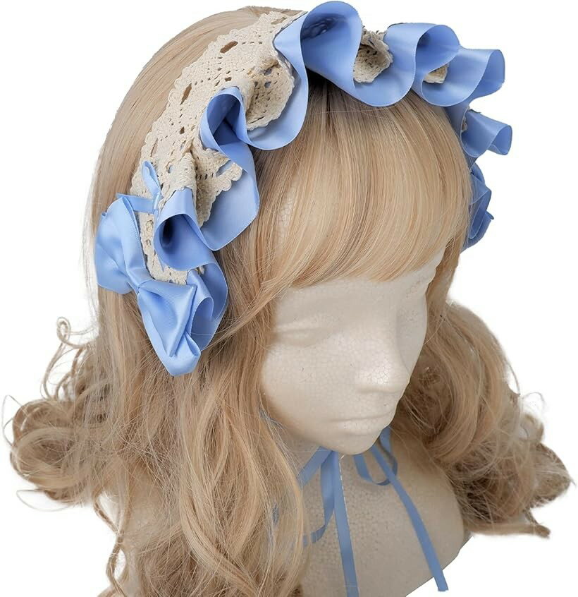 バリエーションコード : 2b2dp0nyk3商品コード2b2dpcgq0o商品名ヘッドドレス ヘア バンド ロリィタ 姫ロリ 髪飾り 衣装 フリルブランドGTM Smithカラー水色・ピン留め式ヘッドドレス：上品な白レースが付いた大きめフ...