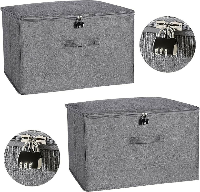 バリエーションコード : 2b9k3ctg0c商品コード2b9g08qiss商品名収納ボックス 鍵付き ダイヤル錠 収納ケース 大容量 折りたたみ 取っ手付き 衣類 収納 ふた付き おしゃれ 布製 ファスナーブランドCAWKAYカラーグレー...