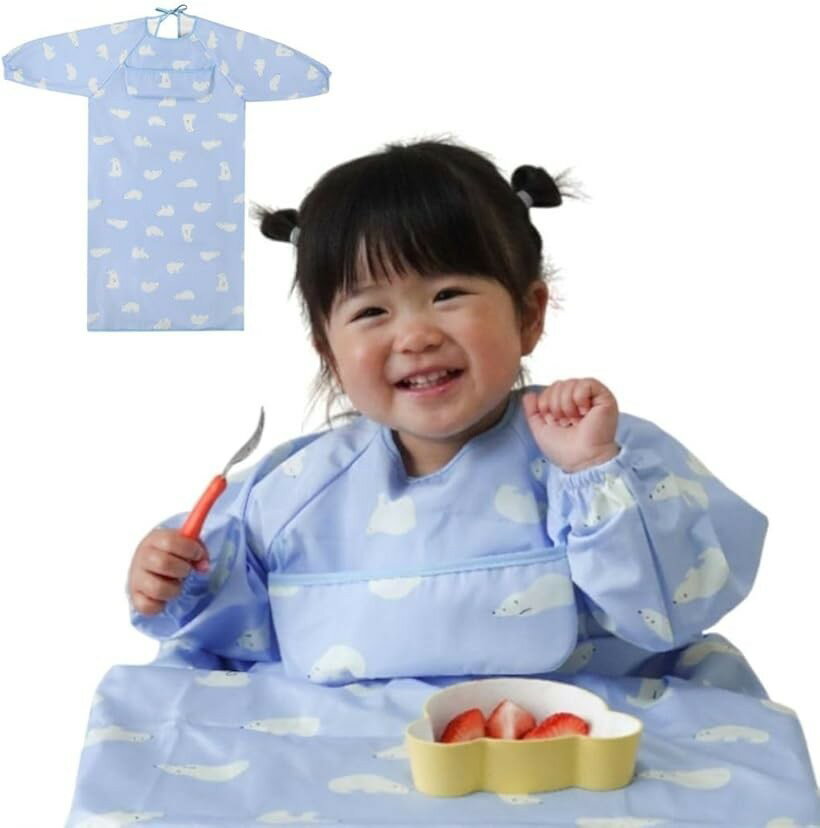 バリエーションコード : 2bu0g8qwws商品コード2bu983gur2商品名お食事エプロン 赤ちゃん 食べこぼし 長袖 食べこぼし、怖くない。掃除いらずでラクチン テーブルクロス一体型エプロン 離乳食 ベビーブランドPeopensee...