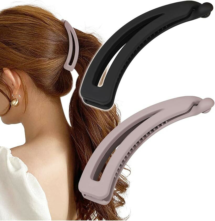 バリエーションコード : 2b936v4li5商品コード2b9d2k6f1w商品名バナナクリップ ヘアクリップ しっかり 髪留め シンプル おしゃれ 三日月 2個セットブランドHerbeluemily(ハベルミリィ)カラーE ブラック+ピン...