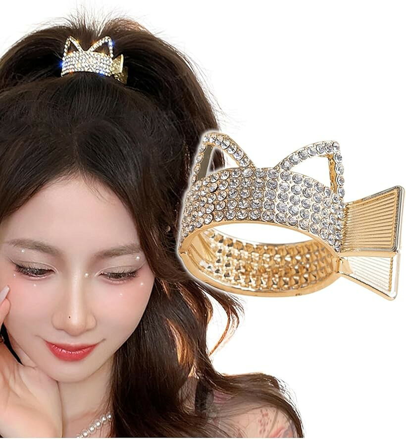 バリエーションコード : 2b9v64jjl3商品コード2b9wx9hr3y商品名ヘアクロー クリップ ラインストーン ビジュー ポニーテールクリップ ポニーテールホルダーブランドHerbeluemily(ハベルミリィ)カラーゴールドA（猫...