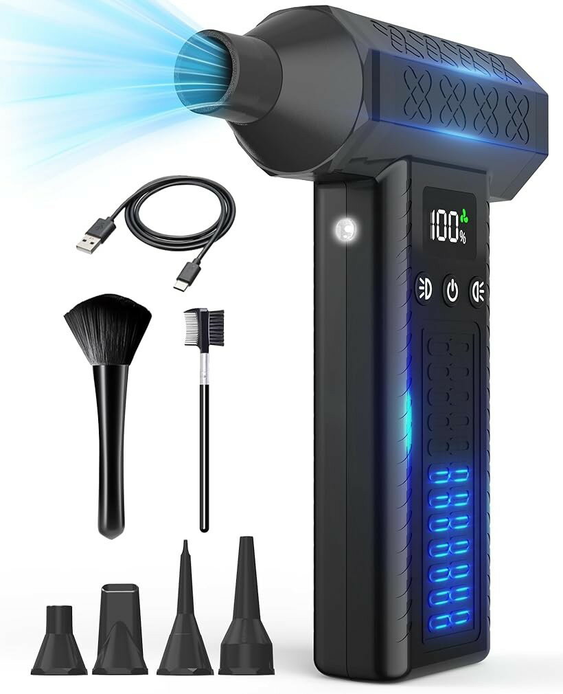 バリエーションコード : 2bu0iq9x1c商品コード2br1cc31su商品名洗車 ブロワー 300000rpm電動エアダスター 最大風力120m/s 小型ミニブロワー 3段風量調整・ 8000mAh・ 200分連続作業可 充電式ブロア...