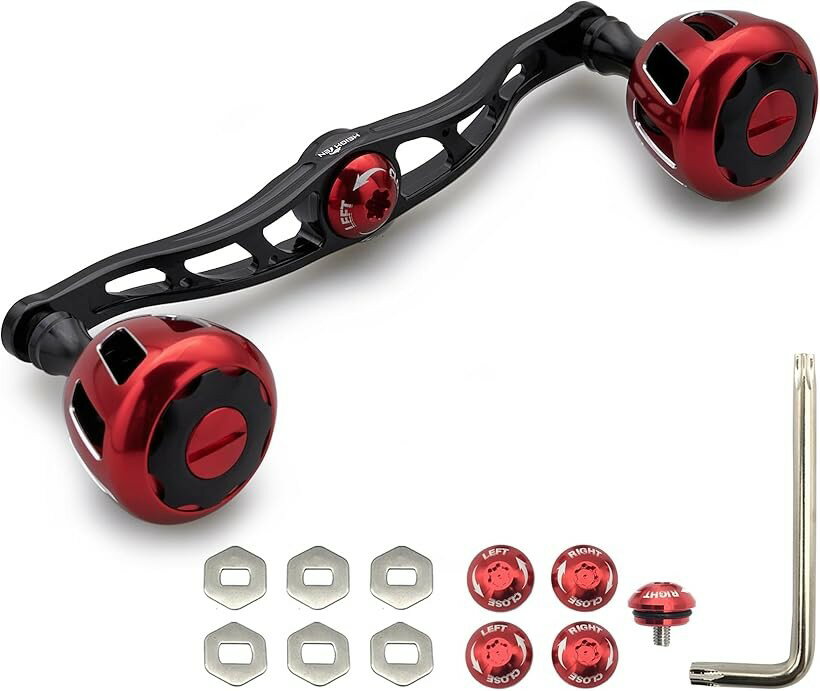 バリエーションコード : 2b230rgtuo商品コード2b9511h61g商品名130mm リール ハンドル 32mmノブ搭載 シマノ ダイワ アブガルシア 通用 ベイトリール 用 Wheel Series 120mm - ブラック＆レッ...
