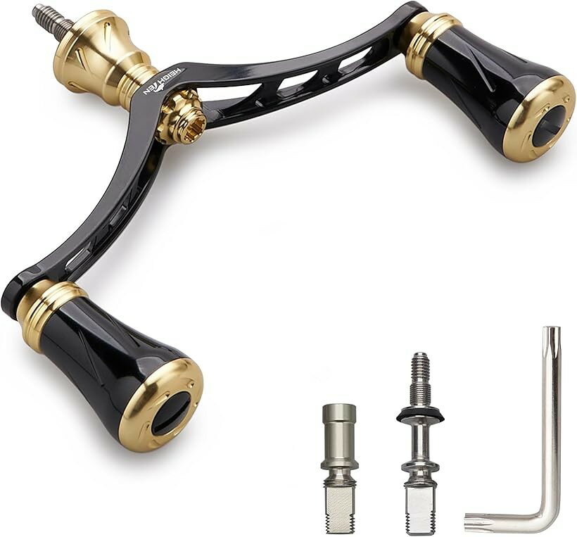 バリエーションコード : 2b455h2ivo商品コード2b9r9s6kux商品名98mm リール ハンドル 19mm ノブ 搭載 シマノ ダイワ 通用 スピニングリール用 New Pillar Series 98mm - ブラック＆ゴール...