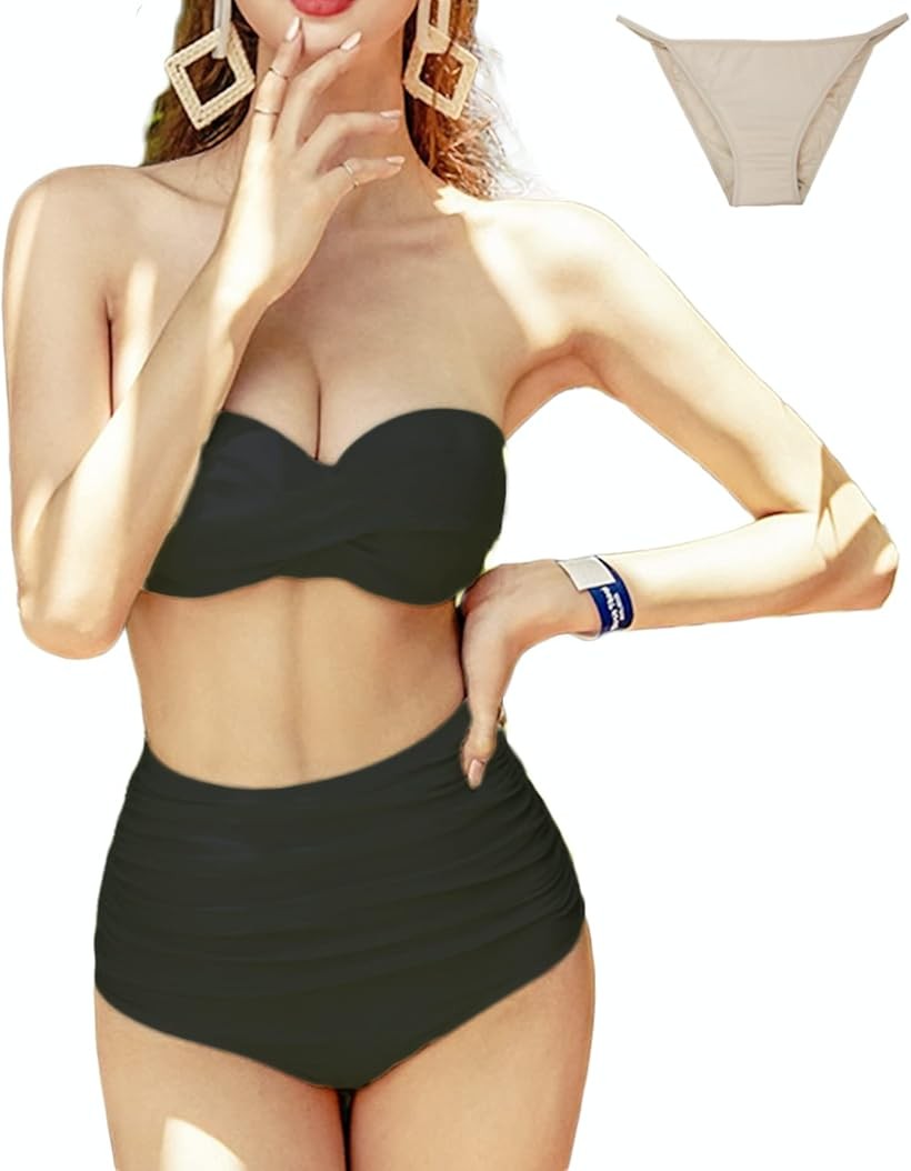 バリエーションコード : 2b4ivkjd0l商品コード2b4ivrpk3g商品名水着 レディース ビキニ セパレート ストラップ取り外し可能 2 way仕様 チューブトップ ハイウエスト インナーパンツ付き セット XL ブラックブランド...