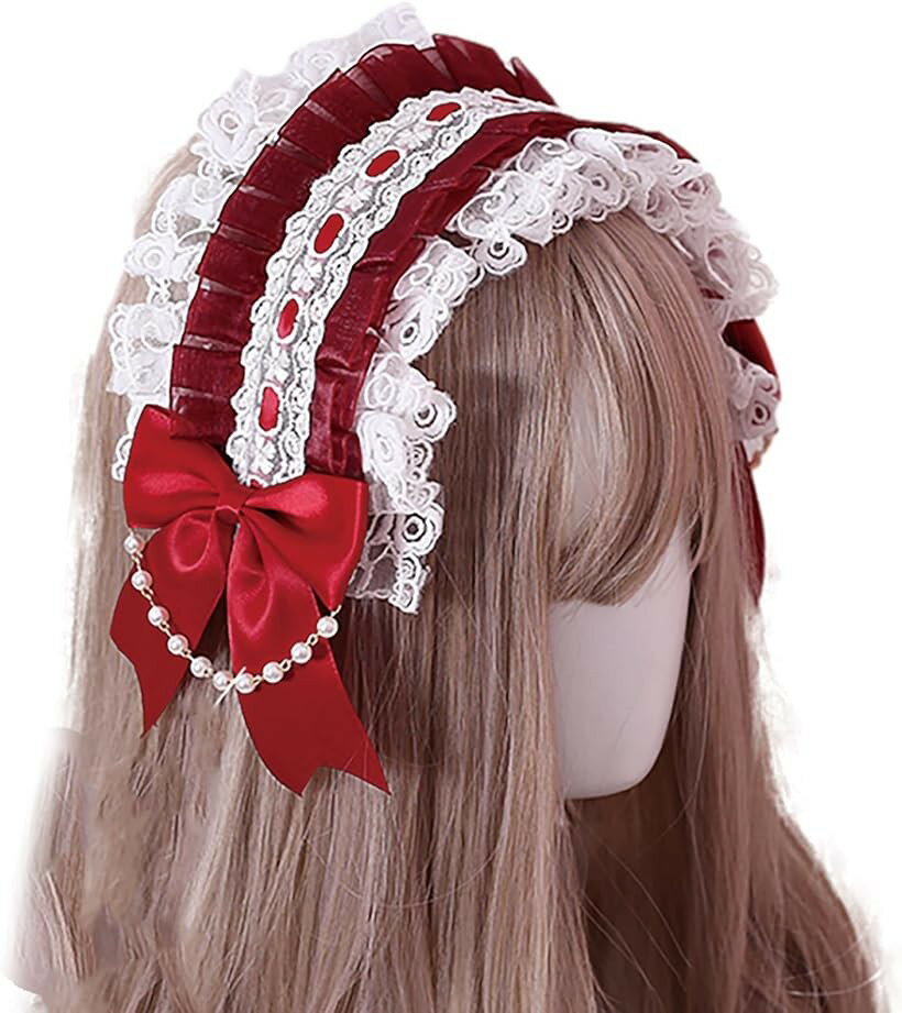 バリエーションコード : 2b4j5juwd4商品コード2b4j598djy商品名morytrade カチューシャ ヘッドドレス 髪飾り レディース コスプレ リボン ゴスロリ ロリータ レース ワインレッドブランドMORY TRADEカラ...