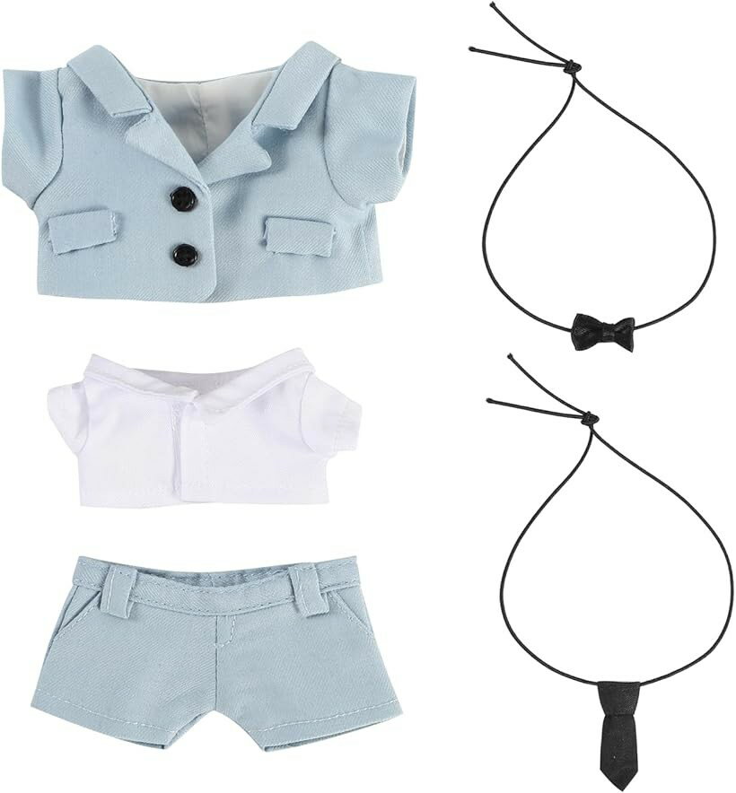 バリエーションコード : 2b9j2wk5iq商品コード2b9j26un10商品名ぬい服 ぬいぐるみ 服 15cm スーツ シャツ ネクタイ 蝶ネクタイ 人形ブランドAXLUCEカラー水色ぬいぐるみ用の正装スタイルの5点セットです。「 適用...