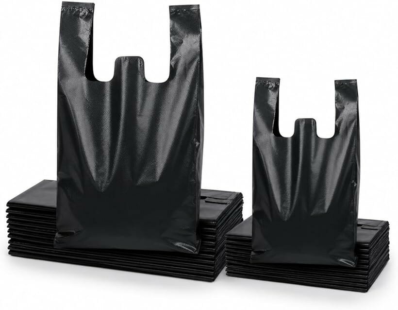 商品コード2bkfl43jwh商品名手提げポリ袋 2サイズセット ブラック 400枚入り 厚手防水 業務用 フリマ・EC梱包向け 宅配袋 持ち手袋 フリマ梱包 レジ袋 ショップ袋 業務用袋 テイクアウト袋ブランドm＆emカラーブラック大容量...