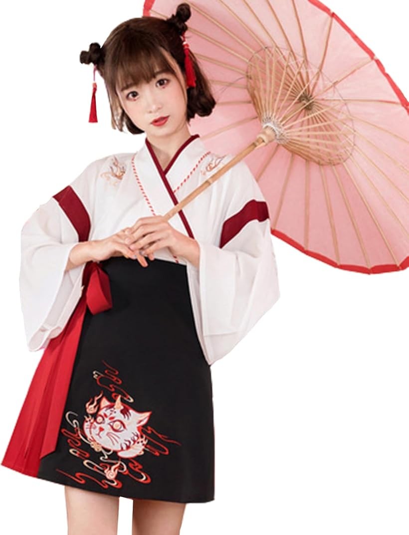 バリエーションコード : 2b98skft25商品コード2b98s9w3pj商品名大正ロマン 袴 コスプレ 猫 着物 和装 和服 ロリィタ ネコ柄 ハロウィン ショート丈 白 Lサイズブランドsac taskeカラーブラック袴セットショート...