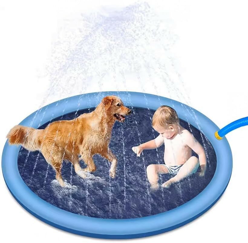 バリエーションコード : 2bu6qhl4qs商品コード2bu6cl1dh1商品名プール 噴水マット 犬 子供 水遊び おもちゃ 折りたたみ ウォーターマットブランドSALUDABLEカラーブルーサイズ等150cm「ホースをつなぐだけの簡単...