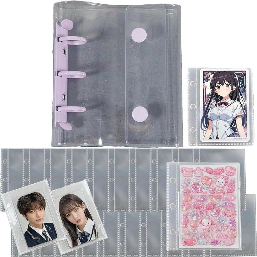 バリエーションコード : 2bu1xgntc5商品コード2bu1xppcx5商品名シール帳 A8ミニバインダー 透明クリア 女の子向け はがせるシール収納 手帳型 3穴リング式 シールコレクション収納ブランドAlpha Depotカラーバイ...