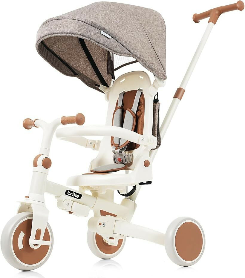 バリエーションコード : 2b9wh0l53w商品コード2b9h2th5yi商品名子供用三輪車 7in1 折りたたみ 手押し棒付き 座面回転 自転車 超軽量 乗用玩具 誕生日 プレゼントブランドHi-Zepniqoカラーベージュ「7 in ...