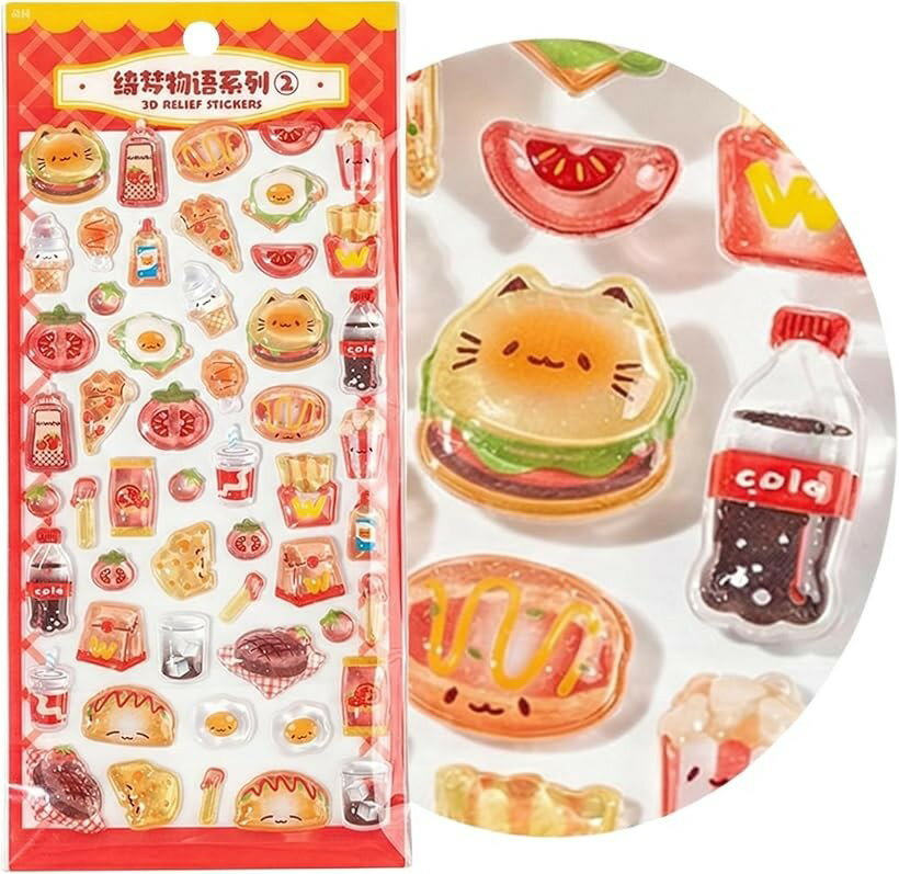 バリエーションコード : 2briuhvrfi商品コード2briiqi284商品名食べ物シール ぷっくりシール ぷくぷく ちゃんと硬い 3D 立体 ステッカー スマホケース iPad 手帳デコ カラフル かわいいブランドK-BomカラーBU...