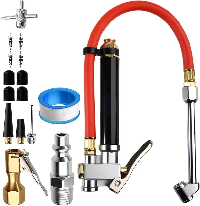 商品コード2brq6dc4jo商品名ヘビーデューティタイヤ空気圧計付きインフレーター 高精度 空気圧測定 10-120 PSI 空気入れ 空気抜き NPT インレット 多機能タイヤ空気圧計ブランドGOLD DEER「セット内容」 1/4イン...