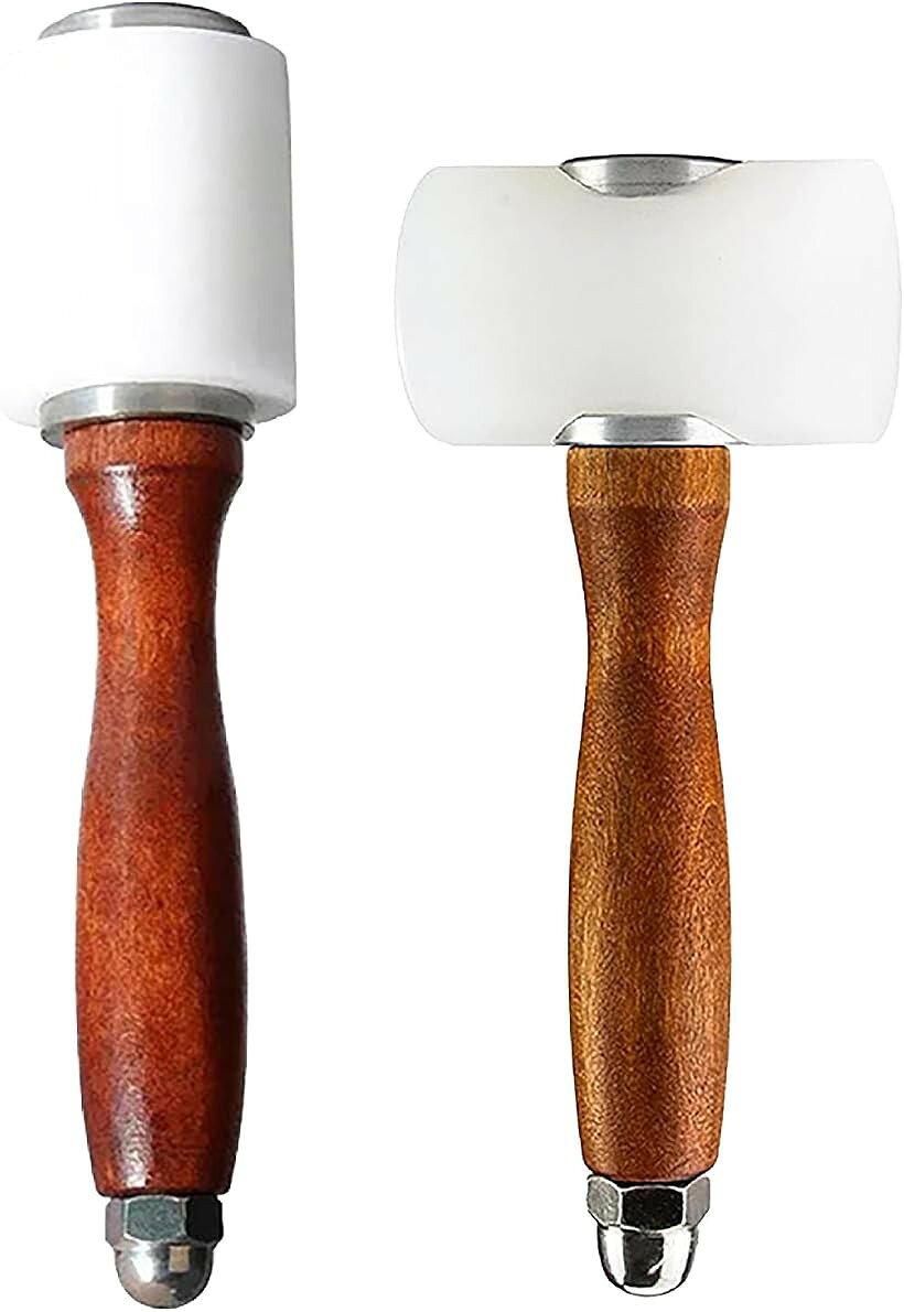 商品コード2bkiyws936商品名レザークラフト ナイロンハンマー 2種セット 吸音 刻印 彫刻 革細工 打ち具 工具 木製 ハンドル 静音 衝撃吸収ブランドSaki＆Masa「商品説明」革のスタンプ（スタンプ打刻）や穴あけ器（カービング...