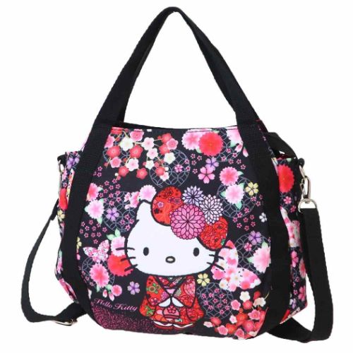 キティちゃんのかわいい和柄シリーズレディース 収納 鞄 肩掛け お出かけ大人気サンリオキャラクターグッズにまたまた可愛いnewアイテム登場こちらは小さめサイズでサブバッグにもぴったりな[2wayショルダーバッグ]内側には便利なジッパーポケッ...