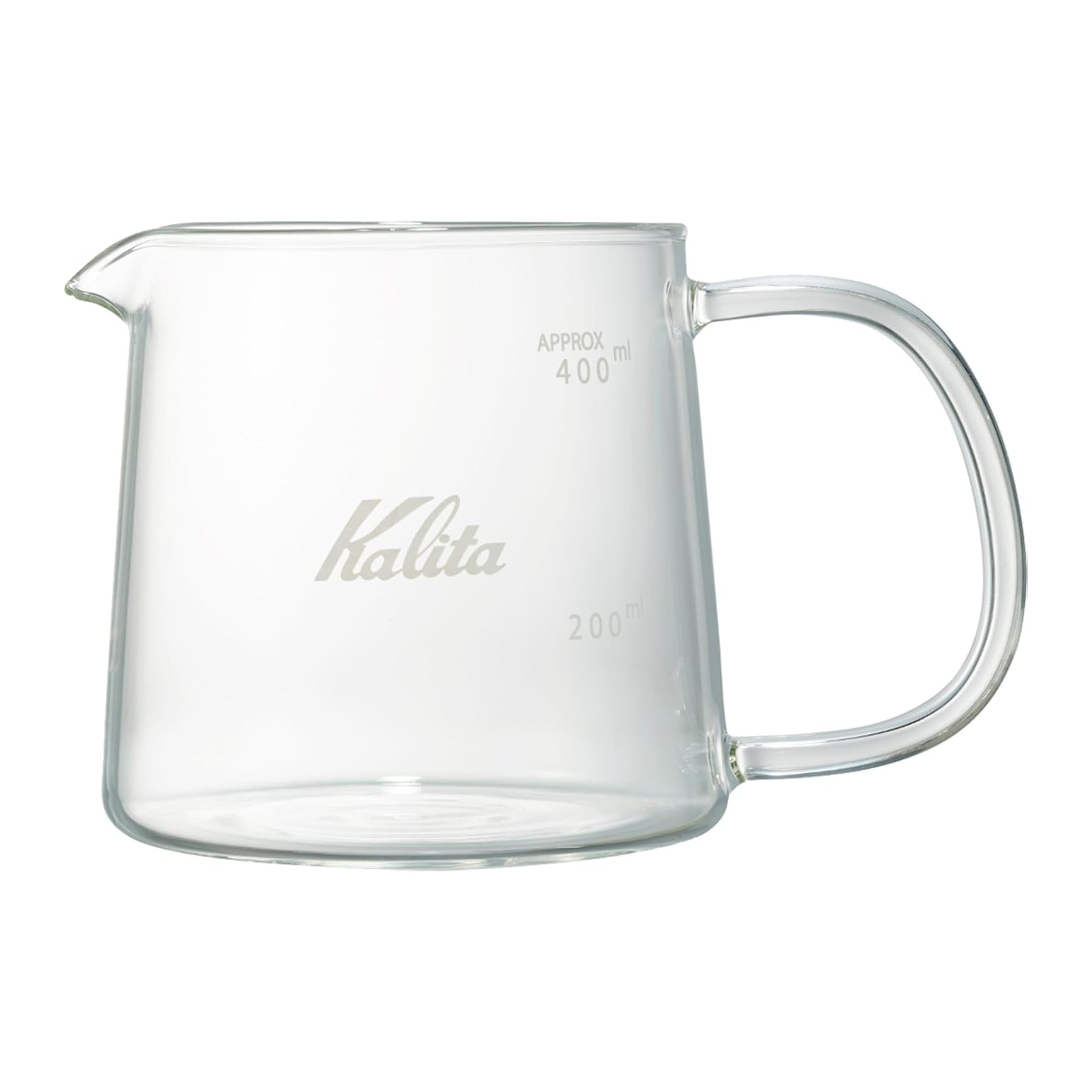 Kalita Jug400 【31276】 長年愛され続けてきたオーセンティックなフォルムが魅力。 本体サイズ(mm)：145×95×93本体重量：157g化粧箱サイズ(mm)：136×99×105商品重量：215g耐熱ガラス製 5