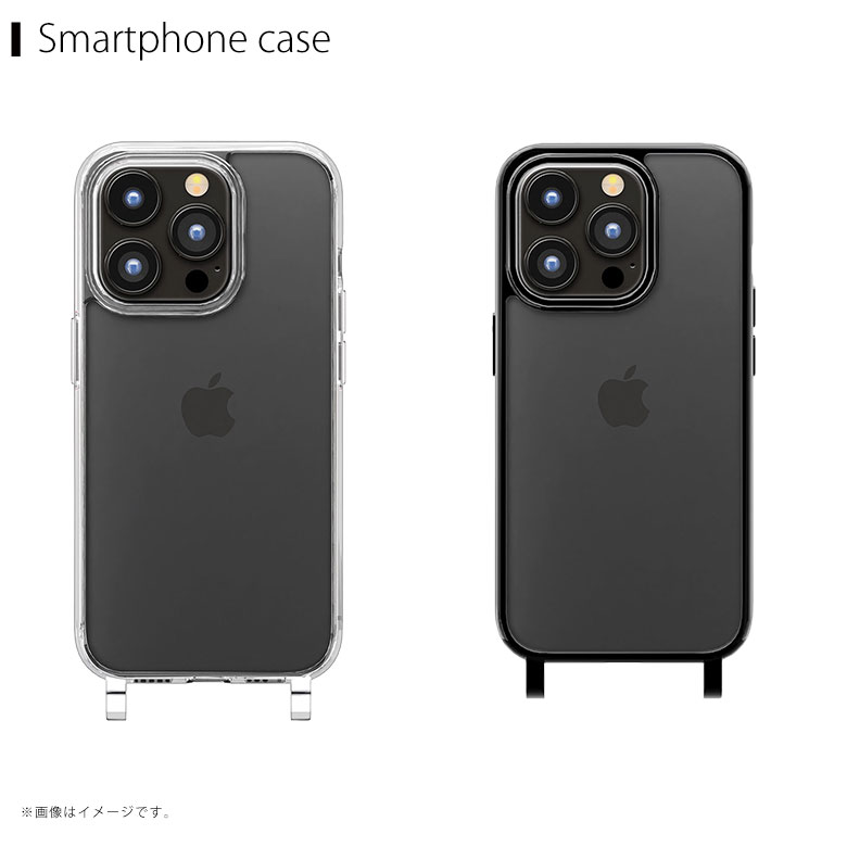 【iPhone 15 Pro対応】 持ち運びに便利なショルダーストラップやハンドストラップを取り付けられるiPhone 15 Pro用 ショルダーストラップホール付クリアハイブリッドケースです。 クリアデザインでiPhone本体の美しさを最...