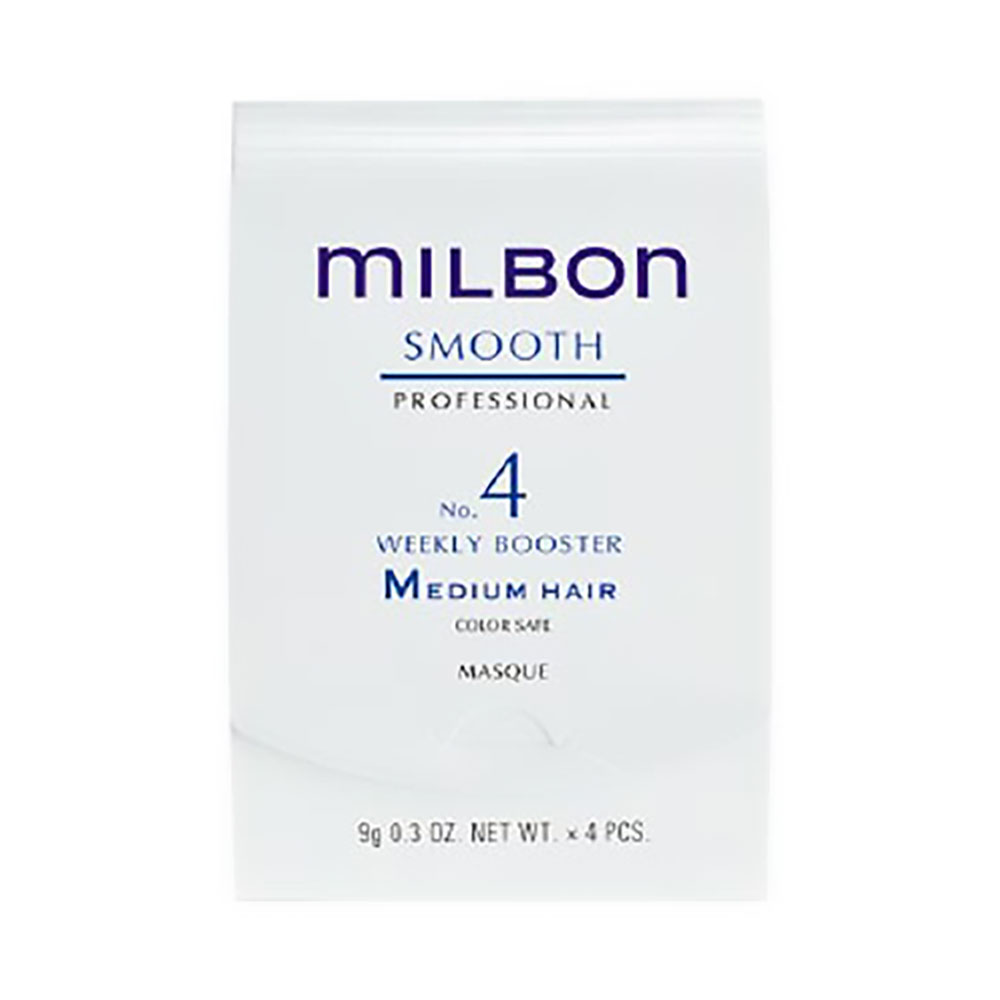 ミルボン スムース No.4 ミディアムヘア ＜ヘアトリートメント＞ 9g×4本 ウィークリーブースター WEEKLY BOOSTER 髪の表面をやさしく包み込み、毛先までツヤかでなめらかな髪へ導きます。 SMOOTH/スムース キューティ...