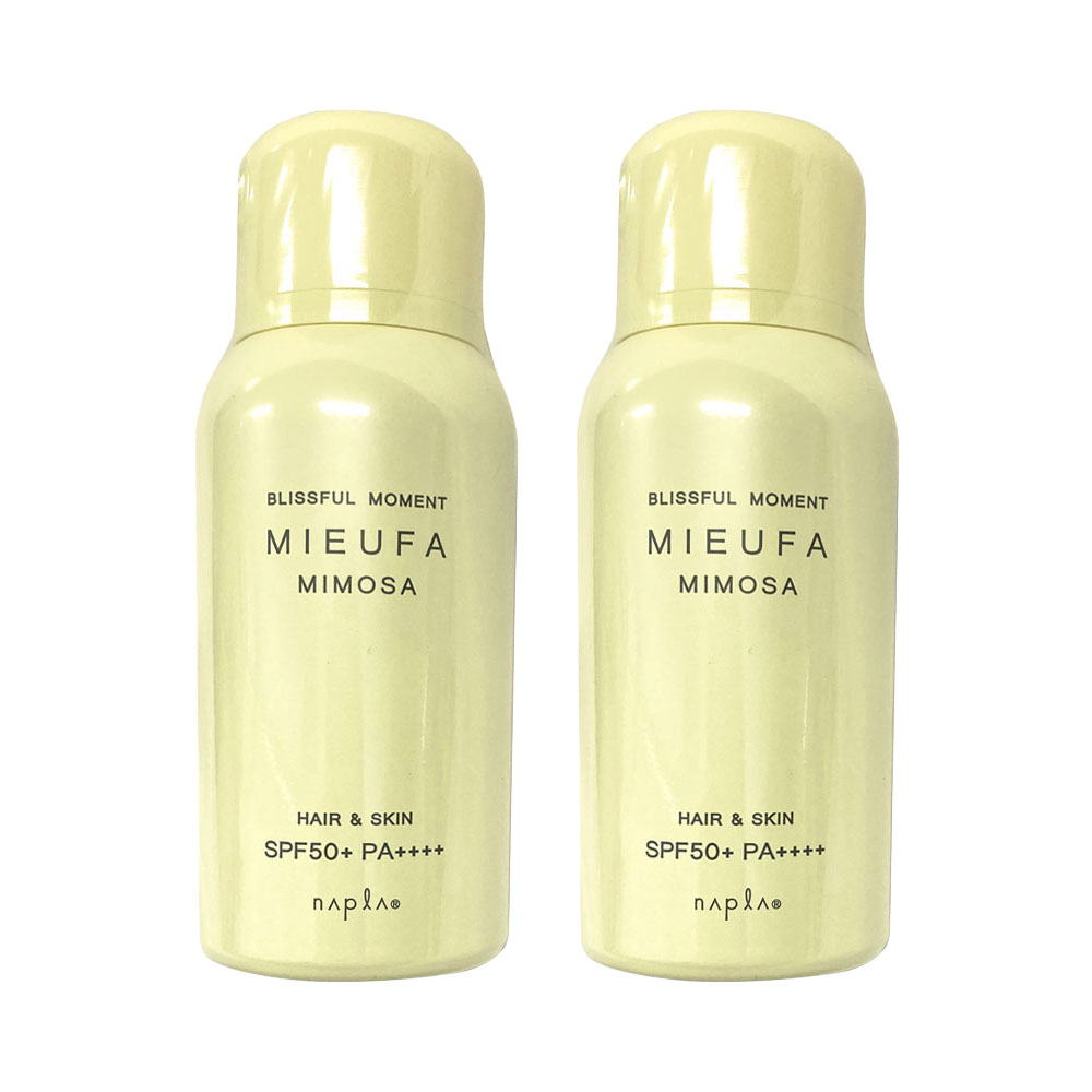 napla ミーファ フレグランスUVスプレー お得な2個セット 香りとケアにこだわったUVケアスプレー「MIEUFA」。 気になる日々の紫外線から髪を守る「香る」UVケア。 ヘアフレグランスとしても楽しめるマルチなアイテム。 SPF50+...