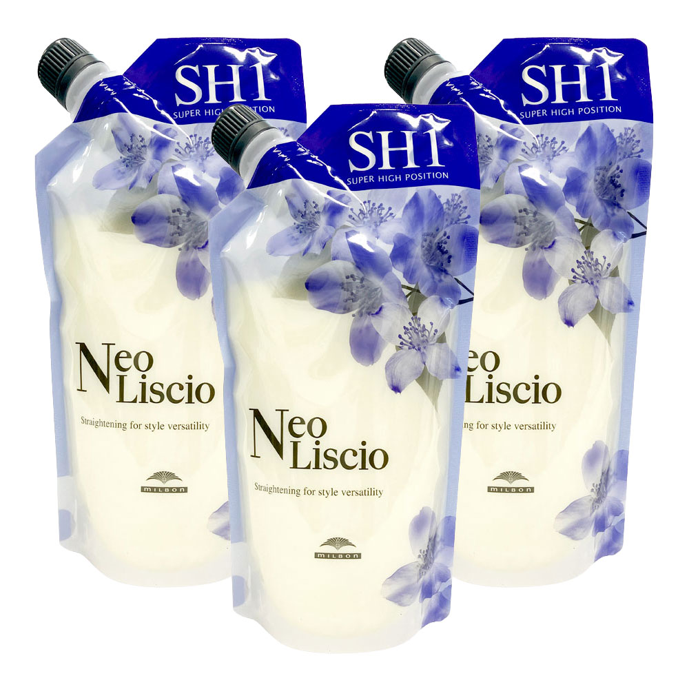 ミルボン NeoLiscio ネオリシオ SH 1剤 チオグリコール酸・高温整髪用アイロンを使用するコールド二浴式縮毛矯正剤[第1剤] ＜医薬部外品＞ お得な3個セット SUPER HIGH POSITION 内容量400g（1人1回使用量...