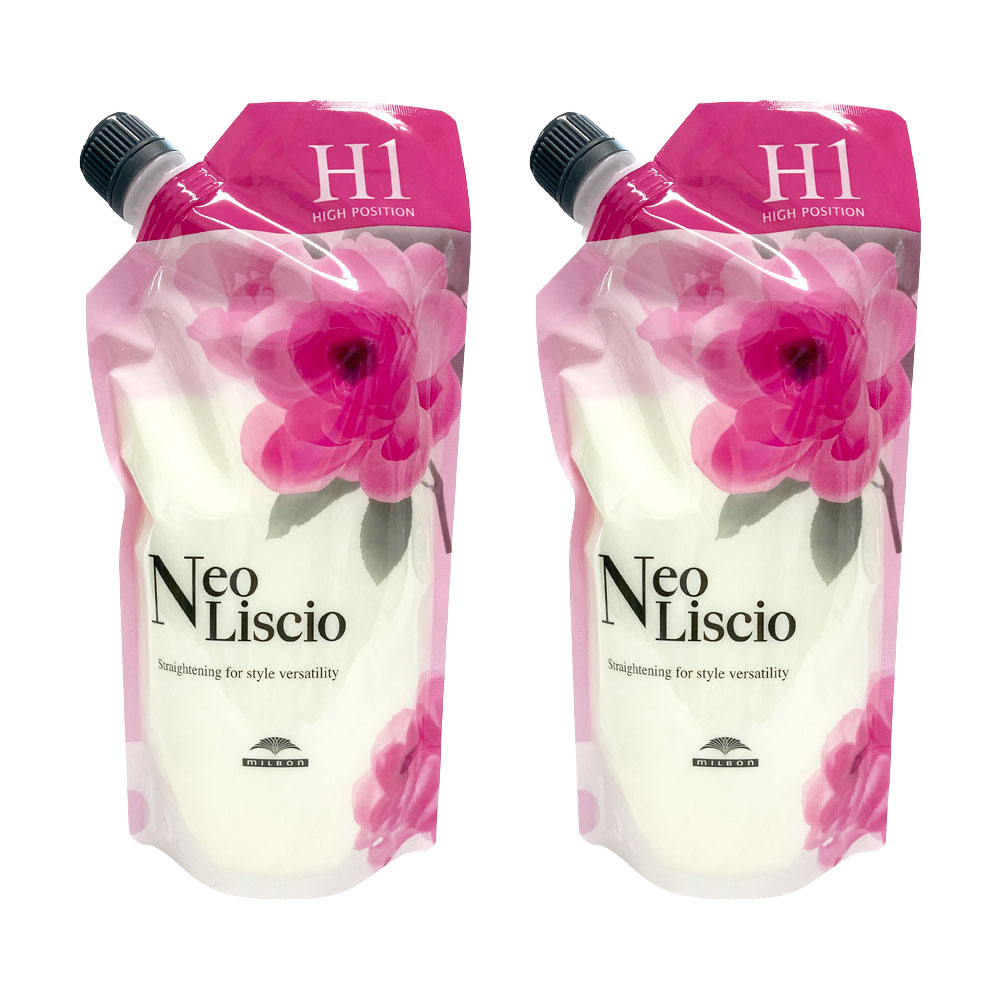 ミルボン NeoLiscio ネオリシオ H 1剤 チオグリコール酸・高温整髪用アイロンを使用するコールド二浴式縮毛矯正剤[第1剤] ＜医薬部外品＞ お得な2個セット HIGH POSISTION 内容量400g（1人1回使用量80g） 「...