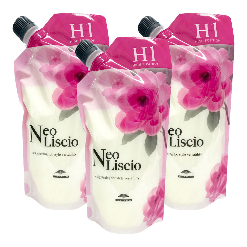ミルボン NeoLiscio ネオリシオ H 1剤 チオグリコール酸・高温整髪用アイロンを使用するコールド二浴式縮毛矯正剤[第1剤] ＜医薬部外品＞ お得な3個セット HIGH POSISTION 内容量400g（1人1回使用量80g） 「...