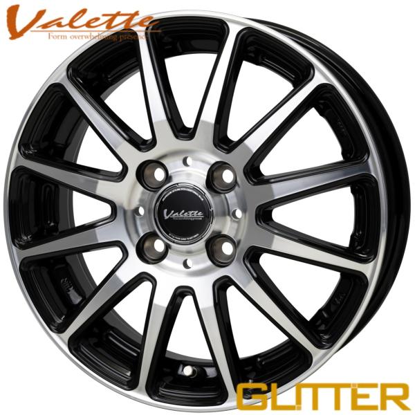 ★数量限定★ ホットスタッフ ヴァレット グリッター 14x4.5 +45 4H/100 ブラックポリッシュ（BK/P）x4本 VG-02 ※ソリオ（MA15系）/デリカD:2対応 ハブ径 P.C.D＝100：67.1Φ ハブリングご使用の...