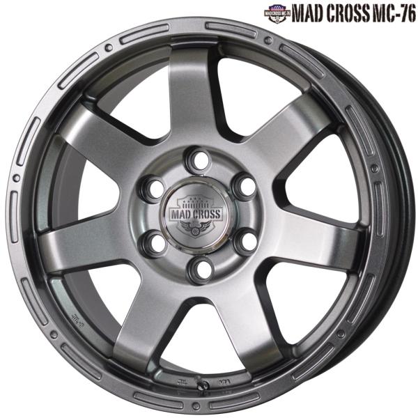 ホットスタッフ マッドクロス（MAD CROSS）MC-76 18x7.5 +46 6H/139.7 ダークシルバー（DS）x4本 ※トライトン専用 ※三菱純正平座ナット対応 ※センターキャップ付属 ハブ径　67.1Φ