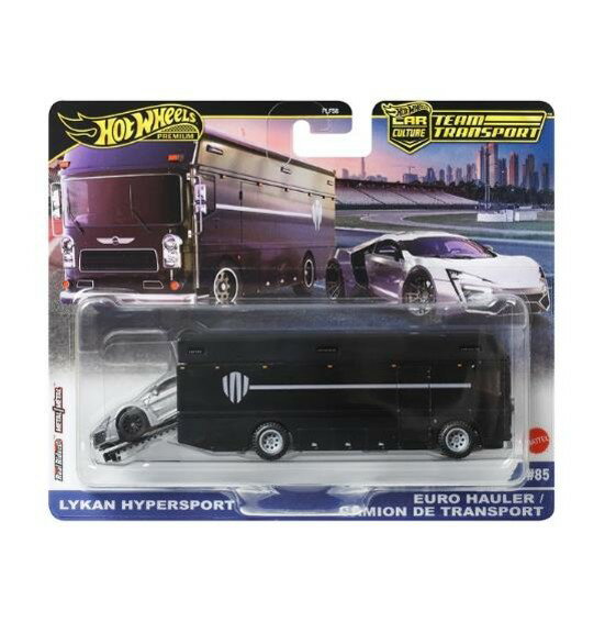 ライカン ハイパースポーツ/ユーロ・ハウラーJBM39 漆黒のハイパーカーと積載車の圧倒的迫力。 ホットウィールの「チームトランスポート」より、劇的な新デコレーションを施した「ライカン ハイパースポーツ」と専用積載車「ユーロ・ハウラー」のセ...